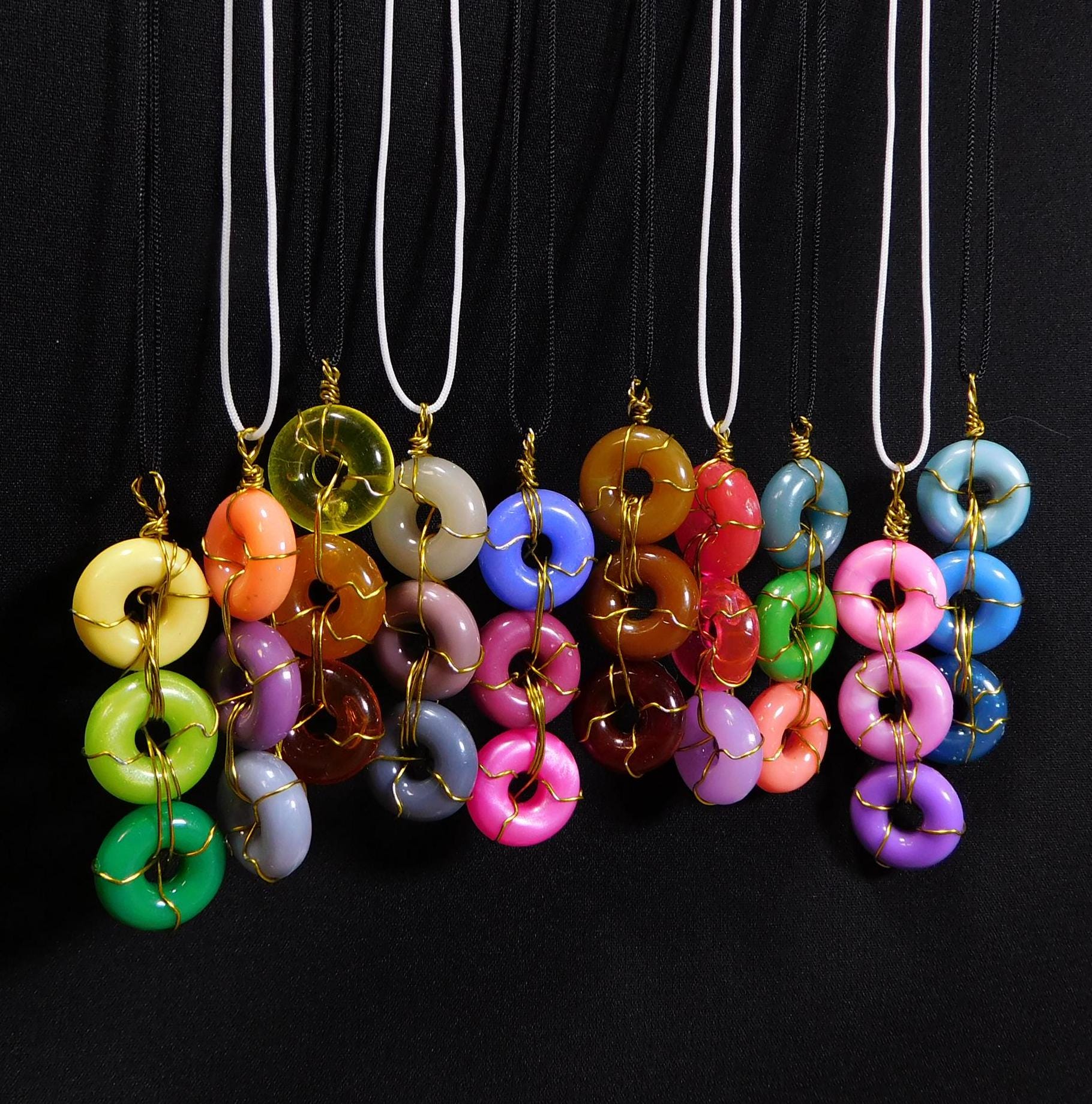 Kids Colorful Triple Ring Wire Wrapped Pendants With Plastic Donut ...