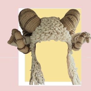 Crochet Goat Ram Horn Beanie Hat Wig Costume Role Play - Etsy