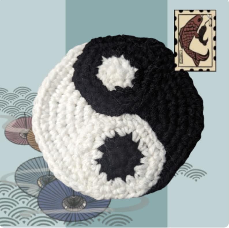 Crochet Yin Yang Coaster: Beginner-friendly Shapes Series Applique ...