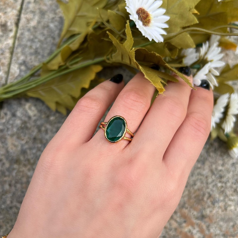 Green Stone Ring - Etsy