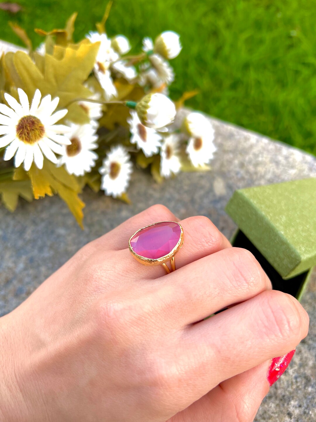 Rose Pink Quartz Ring,irregular Rose Quartz Ring, Rose Quartz Gold Ring ...