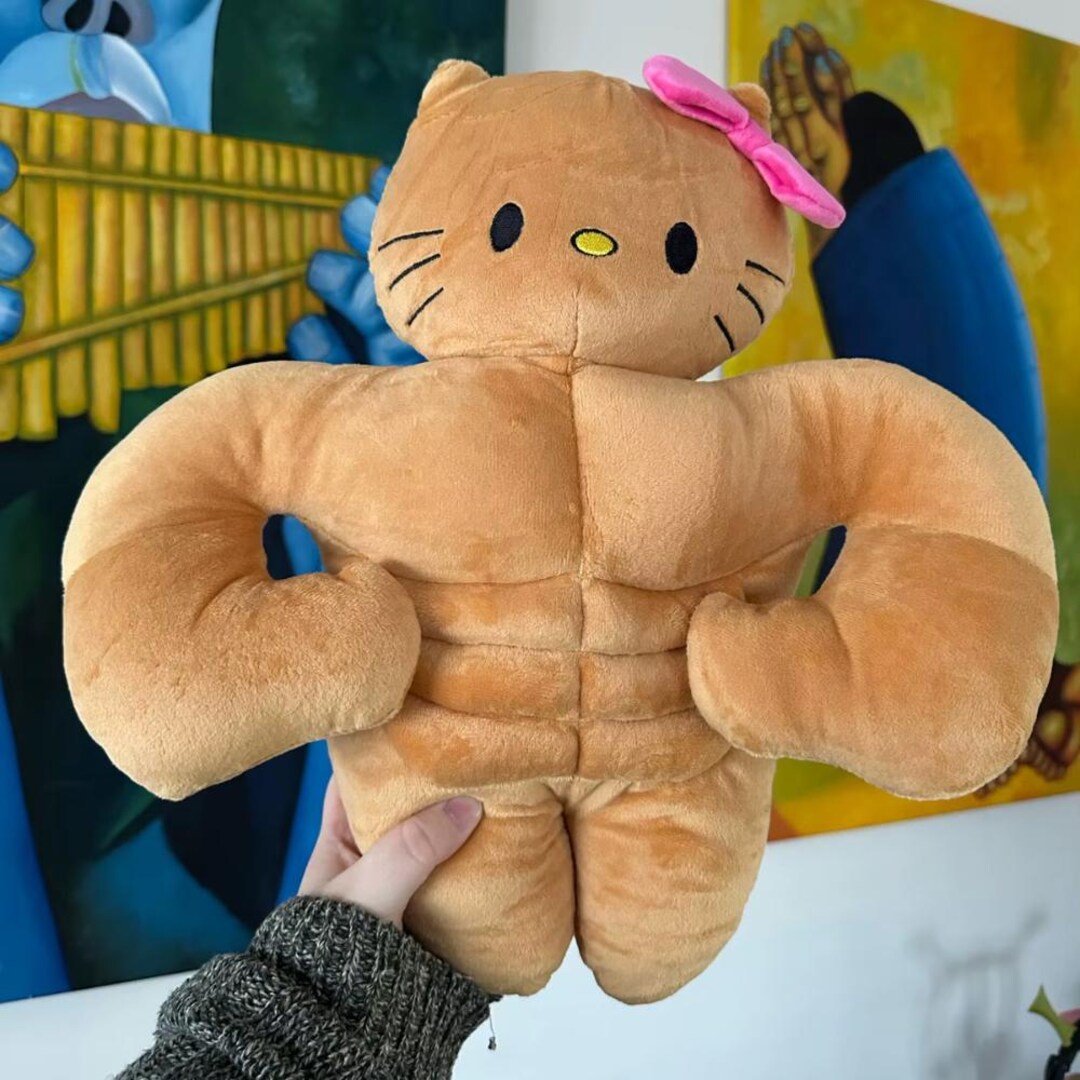 Big Sanrio Kawaii Hello Kitty Muscle Plush Boyfriend Pillow, Pom Pom ...