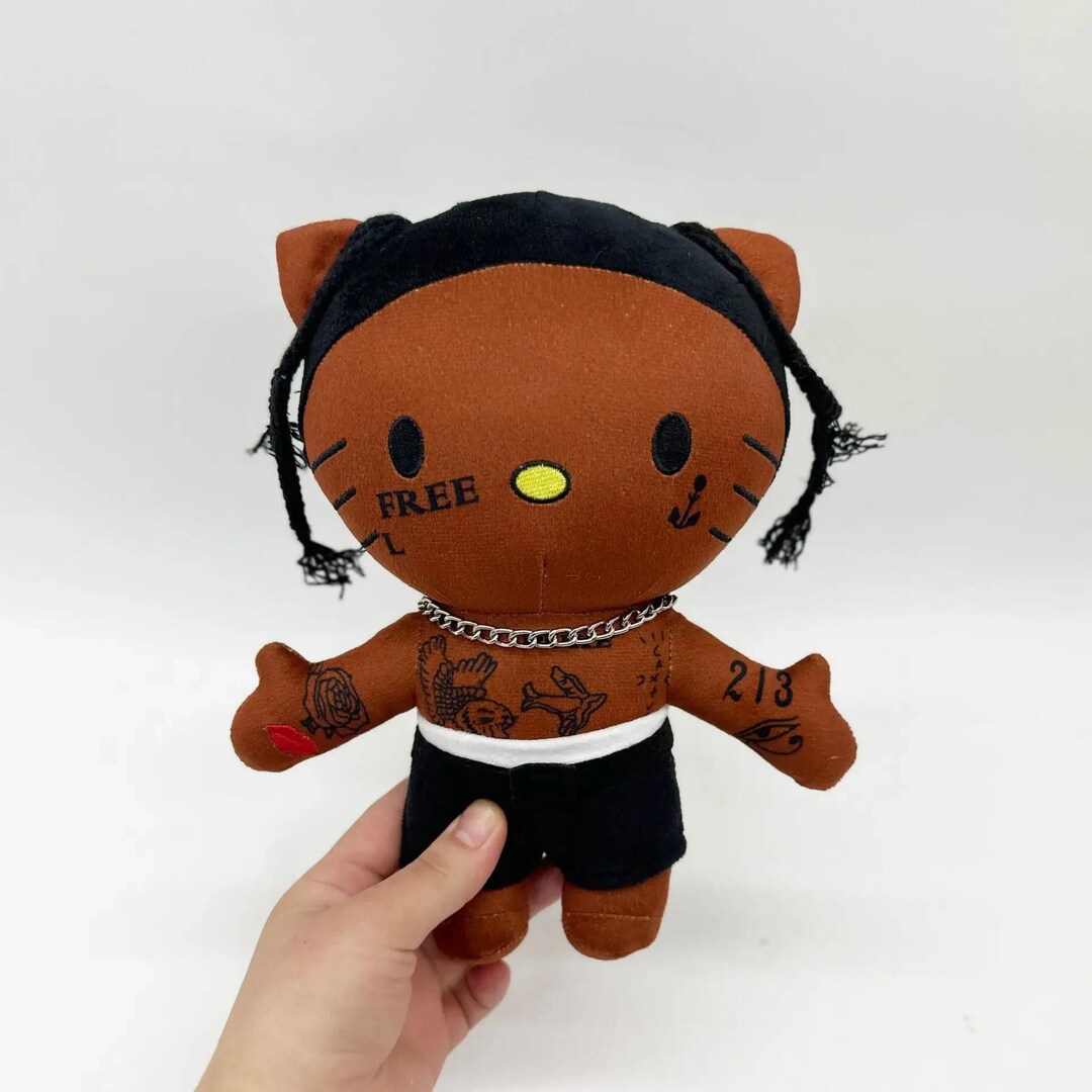 Hello Kitty X Travis Scott Cute Brown Pigtail Plush Toy Doll Kids' Gift ...
