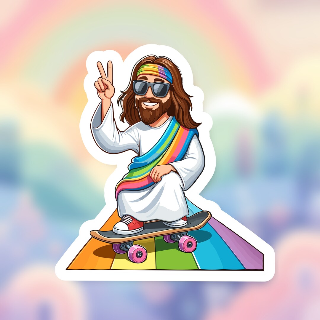 Sticker Jesus Christ Peace Hands Skateboard Skater Water Bottle Laptop ...