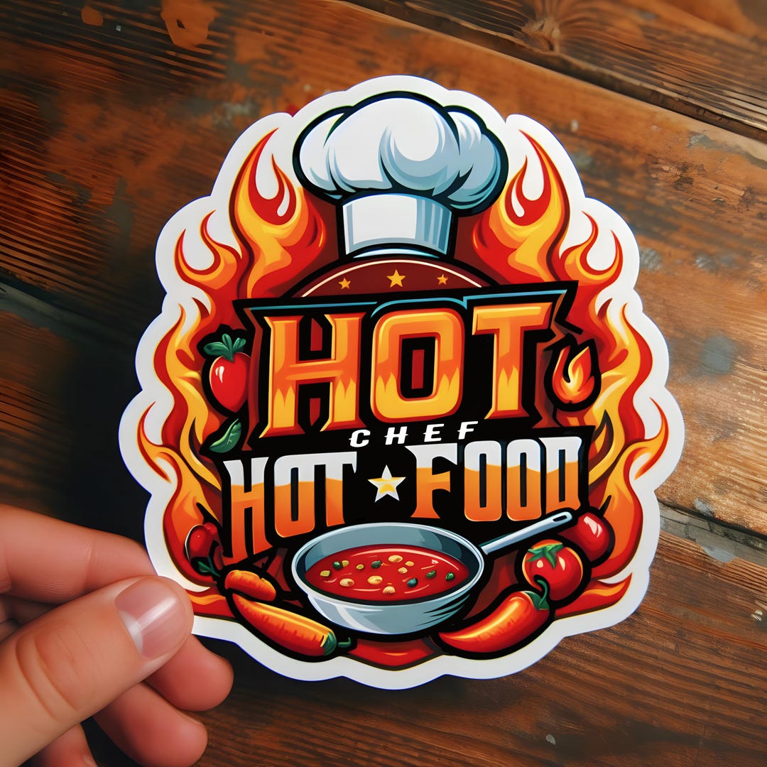 Funny Cook Sticker Hot Chef Hot Food Chili Spicy for Food Lovers and ...