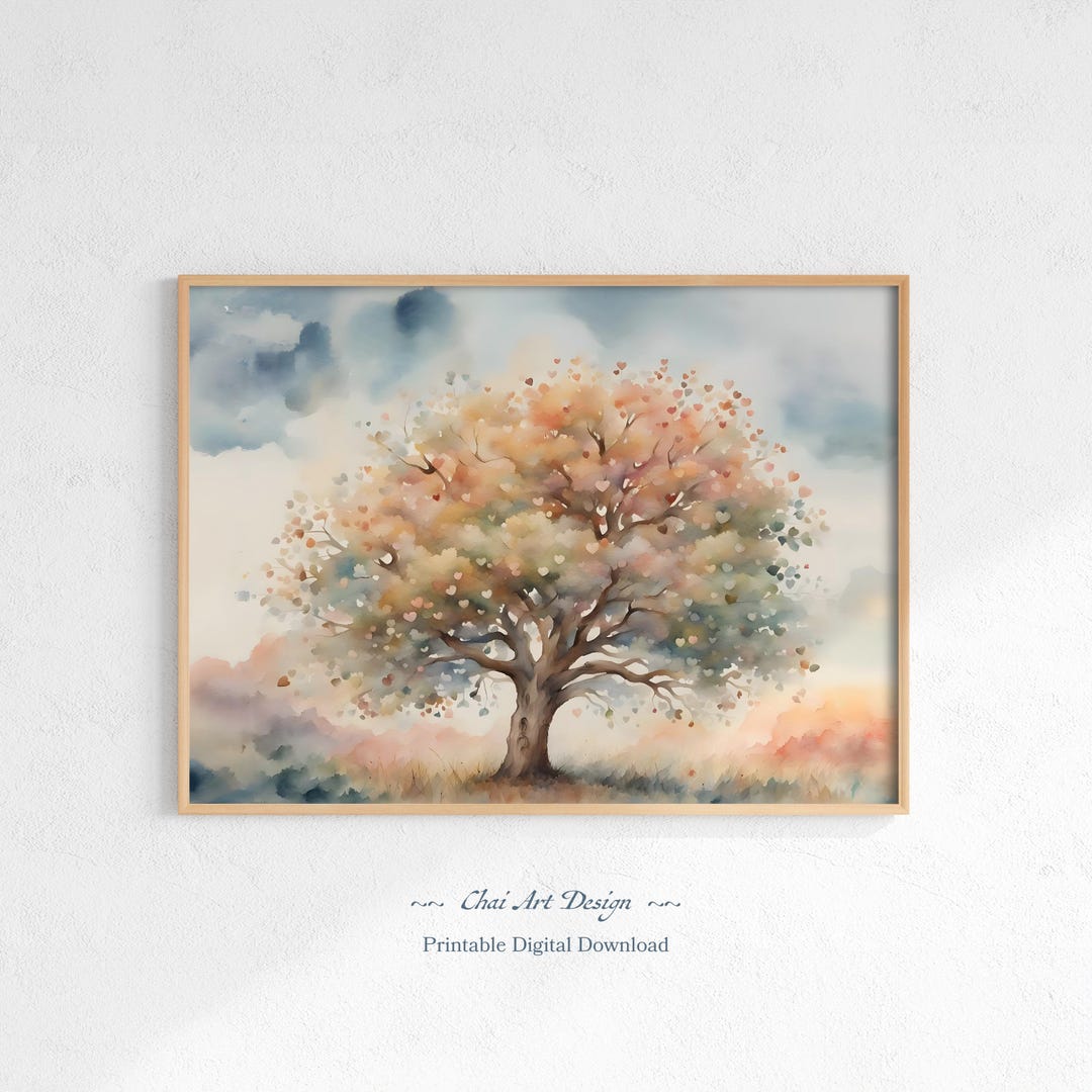 Tree of Love Printable Wall Art, Elegant Valentines Day Home Decor ...