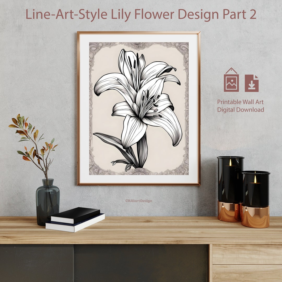 Lily Flower Printable Wall Art, Floral Cottage Home Decor, Nature ...