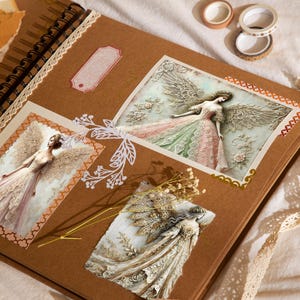Shabby Chic Soft Pink Green Lace Angels Digital Paper Bundle, Elegant ...