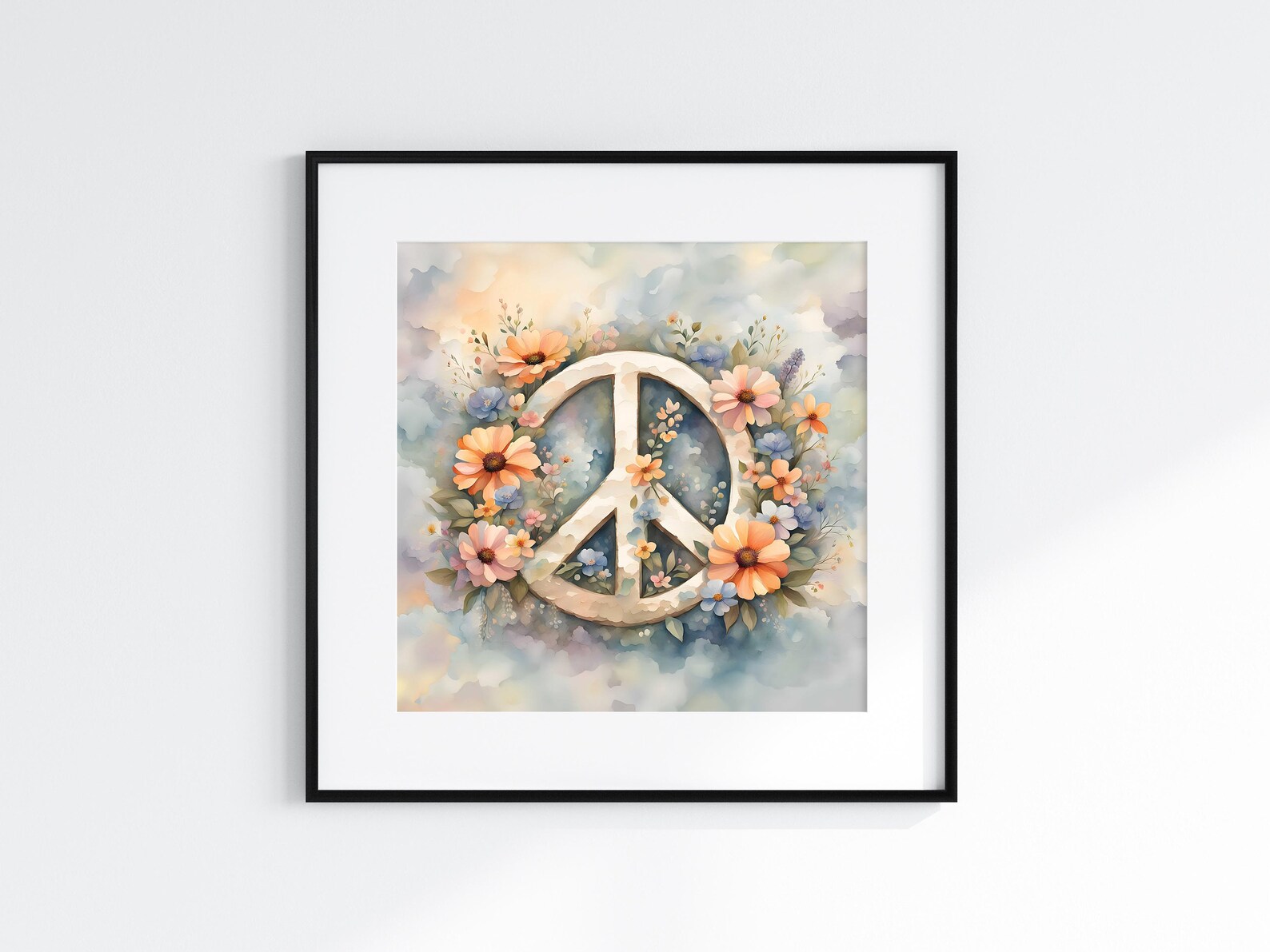Floral Peace Sign Wall Art \ Boho Hippie Vintage Free Spirit Style ...