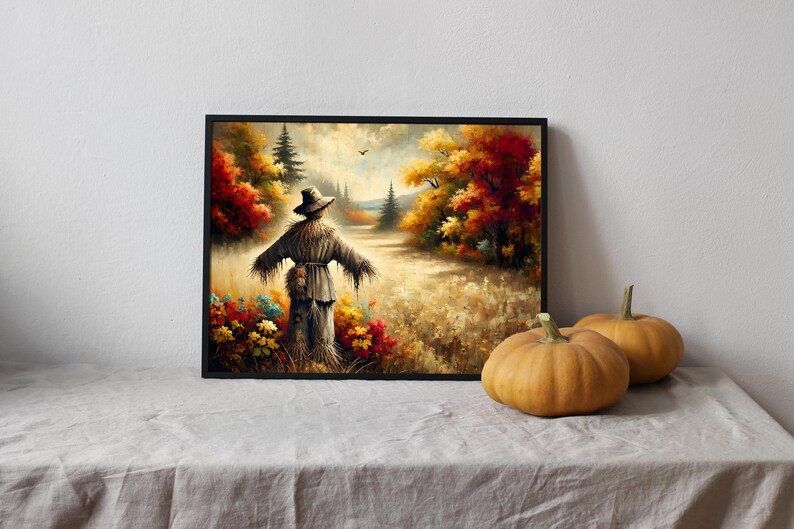 Rustic Chic Scarecrow Printable Wall Art, Vintage Fall Farmhouse Home ...