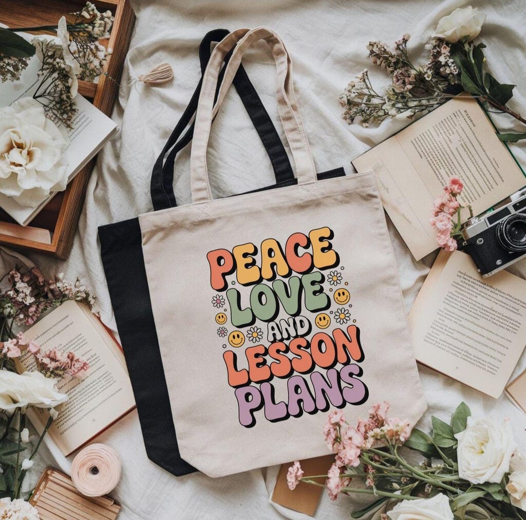 Peace Love and Lesson Plans Cotton Canvas Tote Bag - Etsy