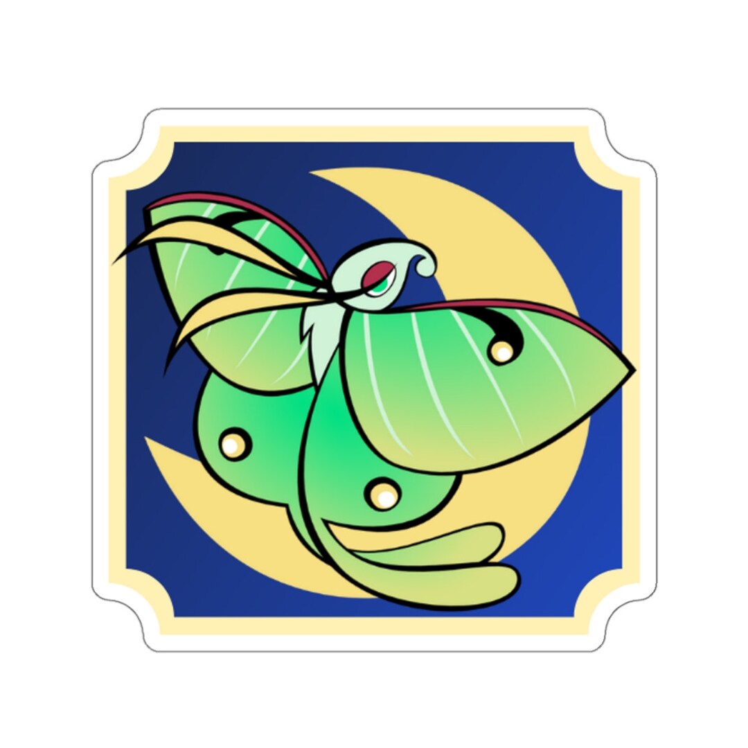Moon Moth Sticker, Luna Moth Sticker, Moth Sticker, Cute Bug Sticker ...