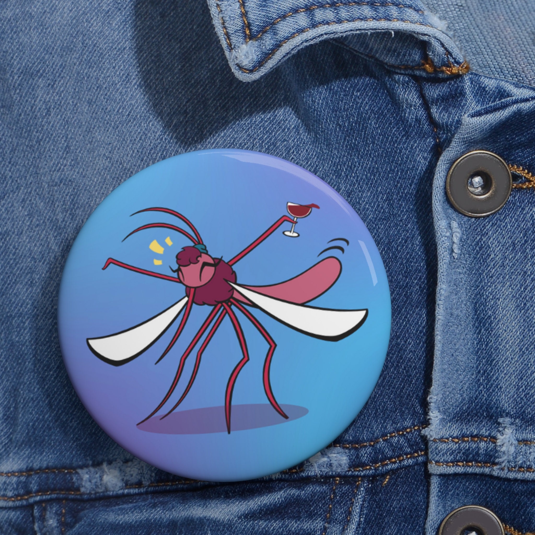 Party Mosquito Round Button Pin, Mosquito Pin, Cute Bug Pin, Sassy Bug ...