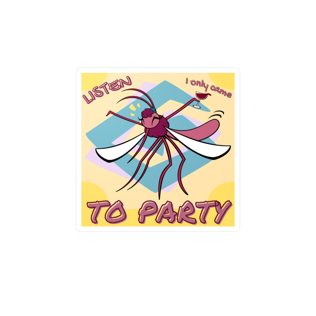 Party Mosquito Waterproof Vinyl Decal Sticker, Mosquito Sticker, Cute ...