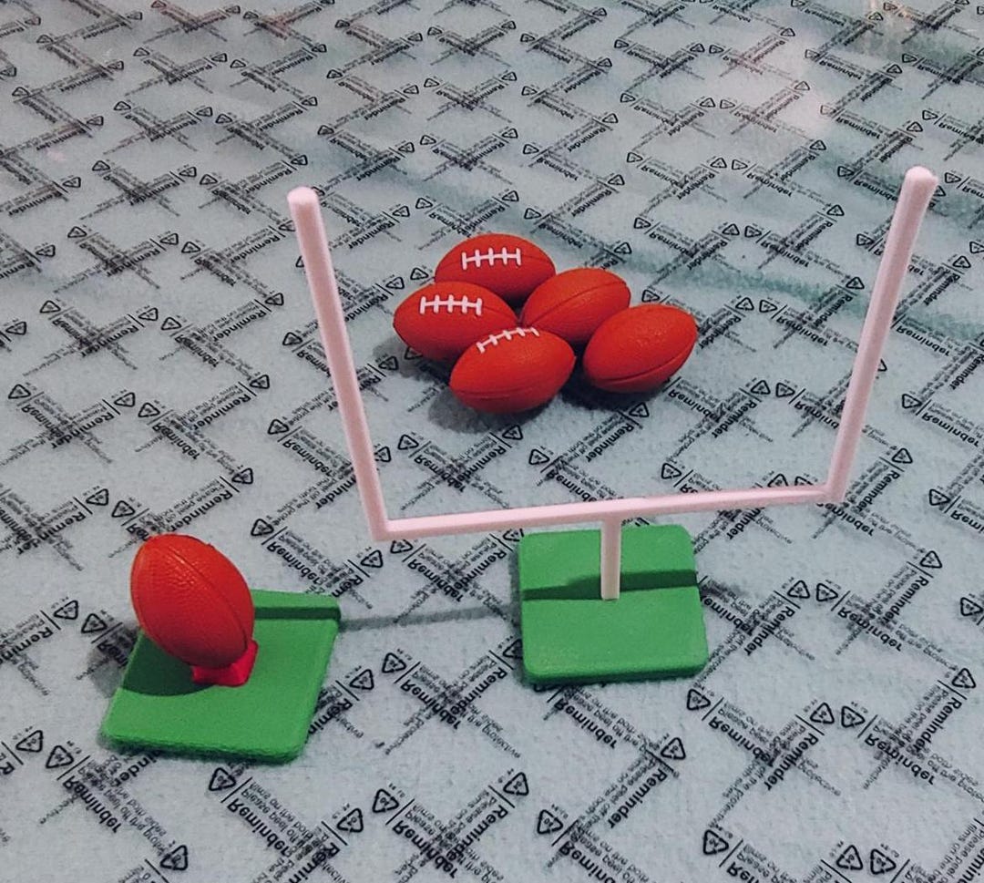 3D Printed Football Desk Toy Set – Mini Goal, Tee & 5 Foam Footballs ...