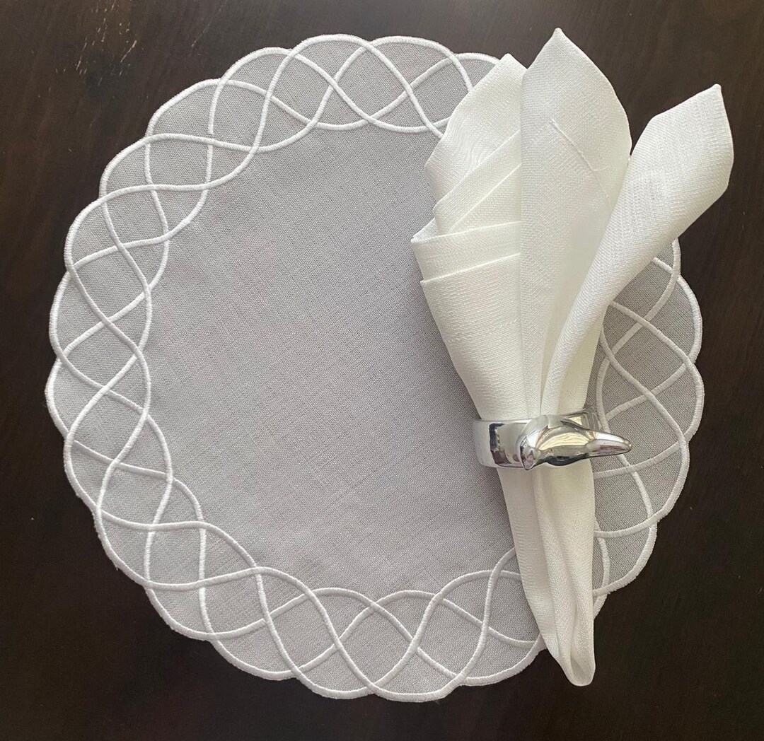 Special Edge Embroidered Medallion Linen Wedding Placemat, İnvitation ...