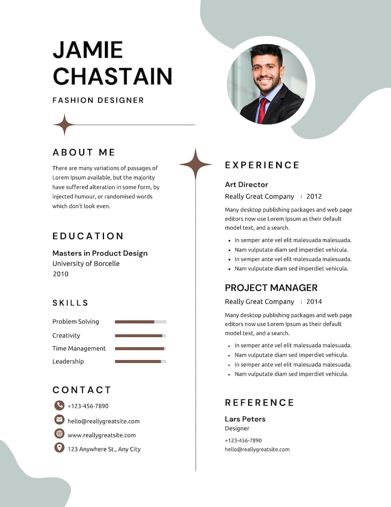 Modern Resume Template, Professional CV Template, Executive Resume ...