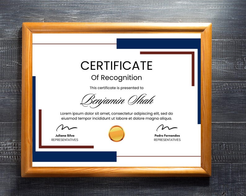 Editable Recognition Certificate, Customizable Award Certificate ...