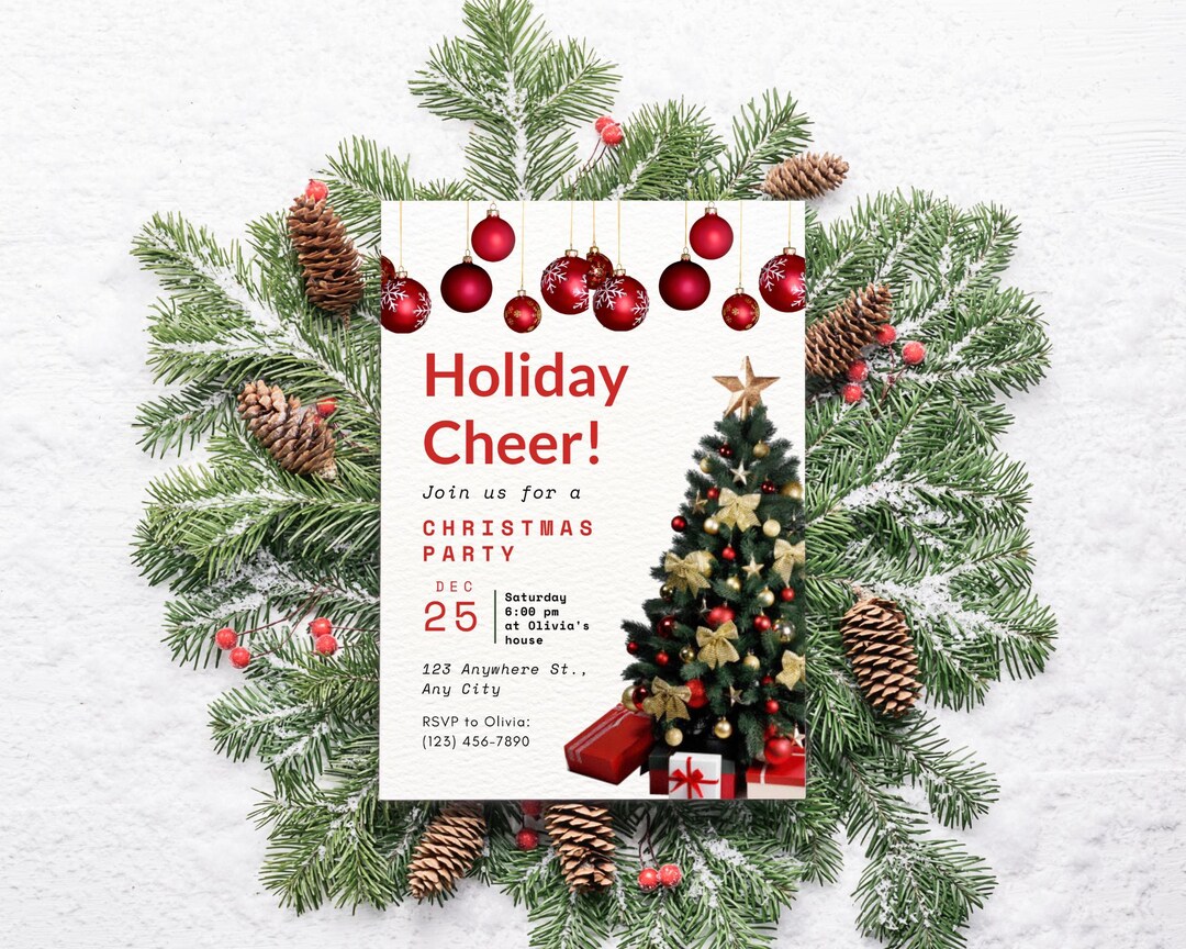 Printable Christmas Party Invitation Template, Instant Download ...