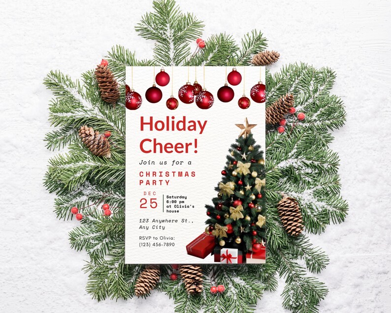 Printable Christmas Party Invitation Template, Instant Download ...