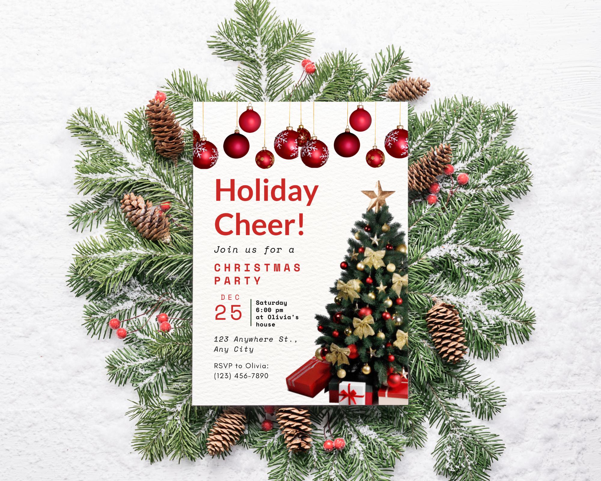 Printable Christmas Party Invitation Template, Instant Download ...