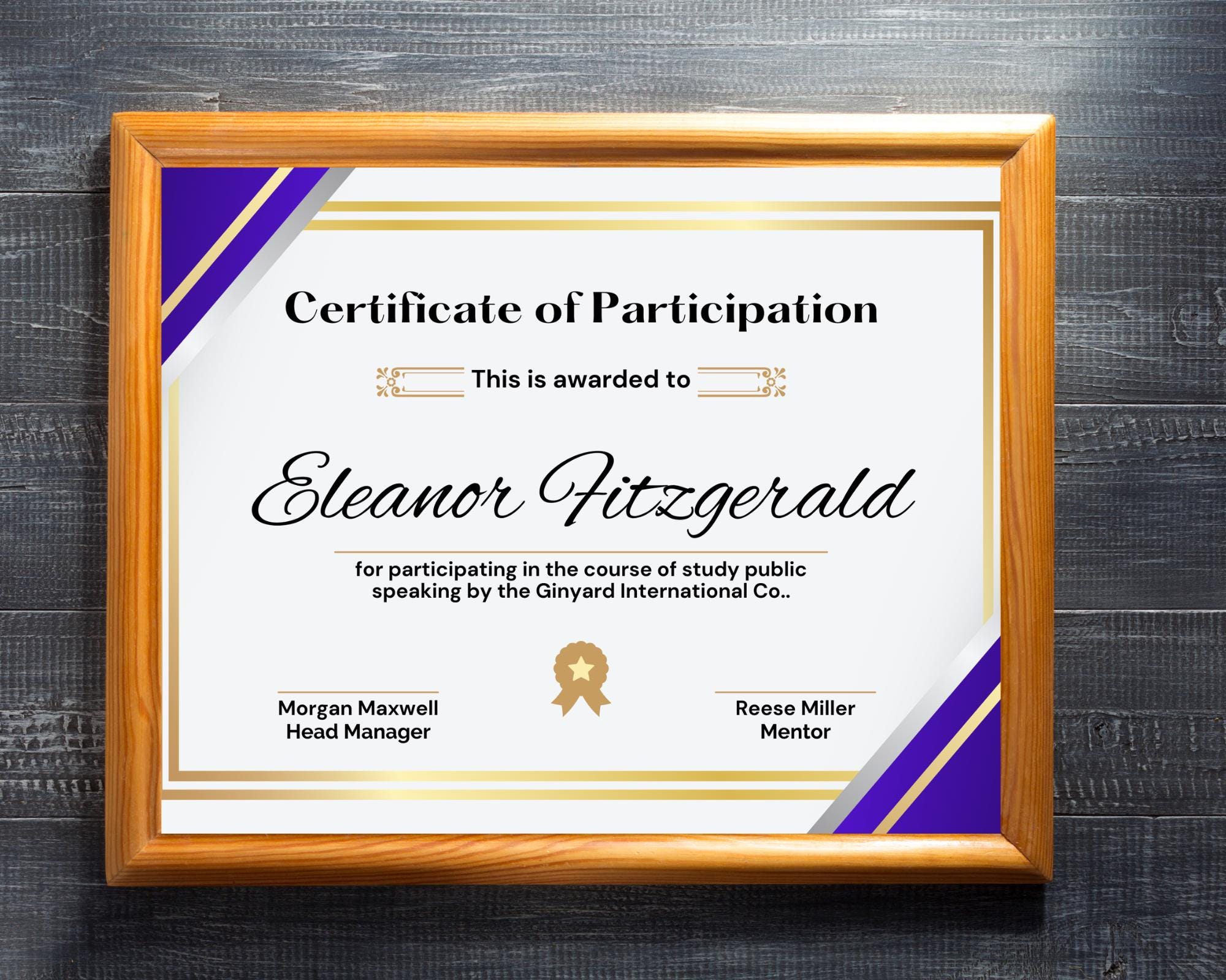 Participation Award Certificate Template, Editable DIY Certificate ...
