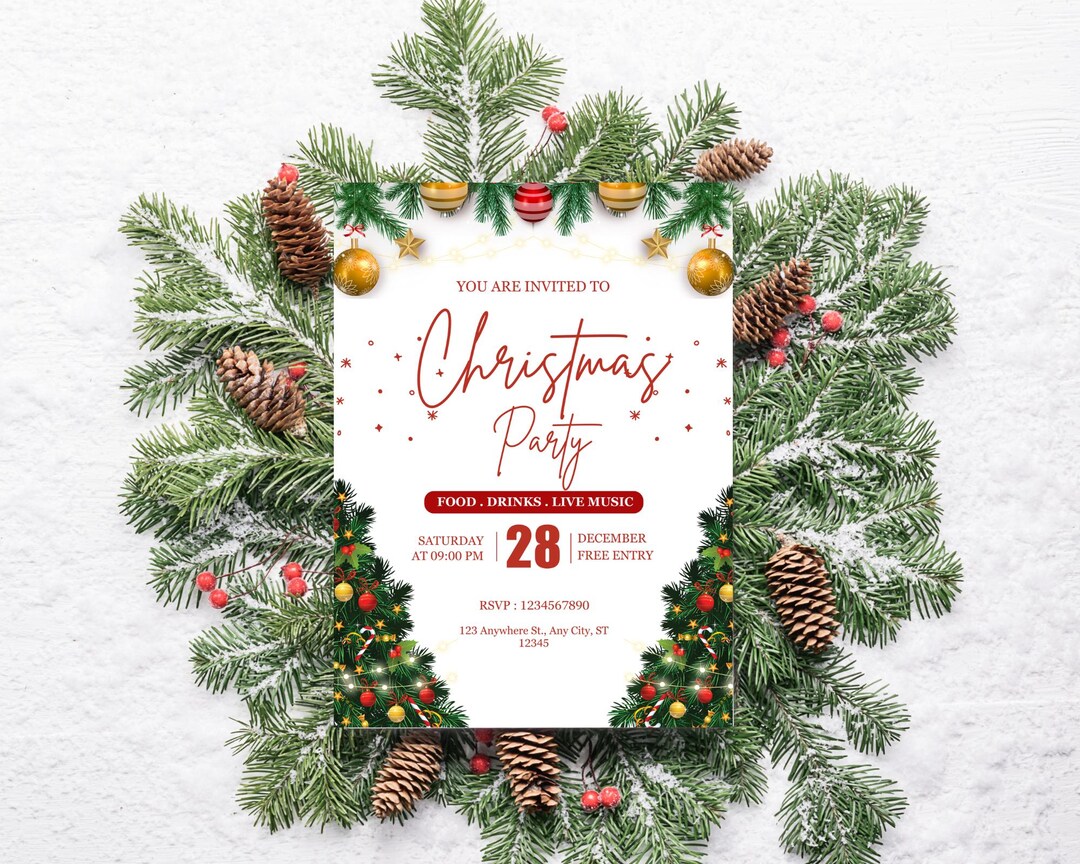 Printable Christmas Party Invitation Template, Instant Download ...