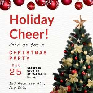 Printable Christmas Party Invitation Template, Instant Download ...