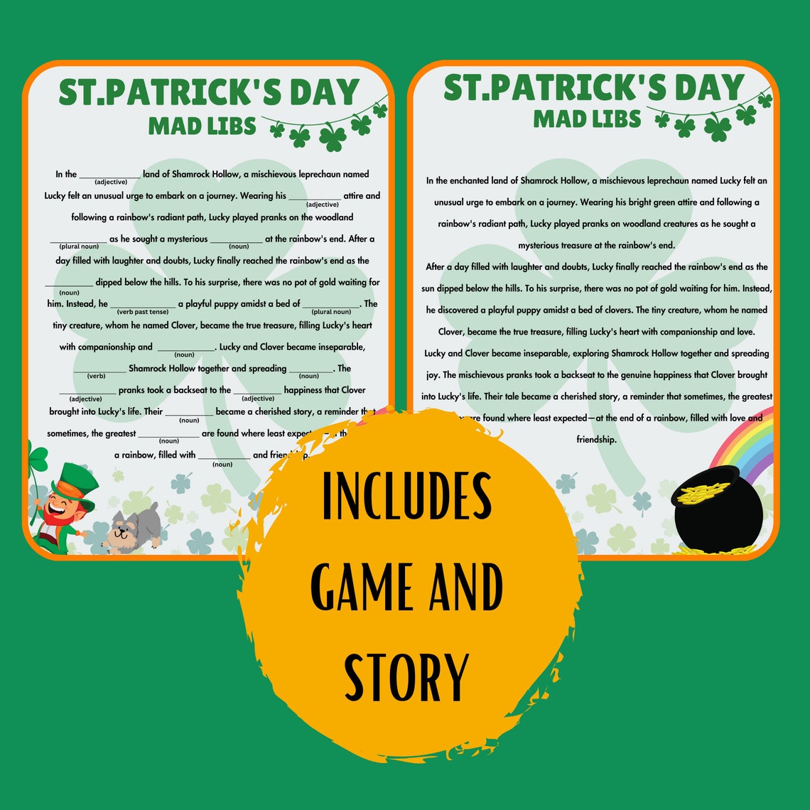 St. Patrick's Day Mad Libs Game, St. Patrick's Day Classroom Mad Libs ...