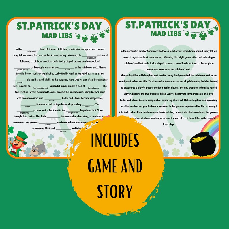 St. Patrick's Day Mad Libs Game, St. Patrick's Day Classroom Mad Libs ...