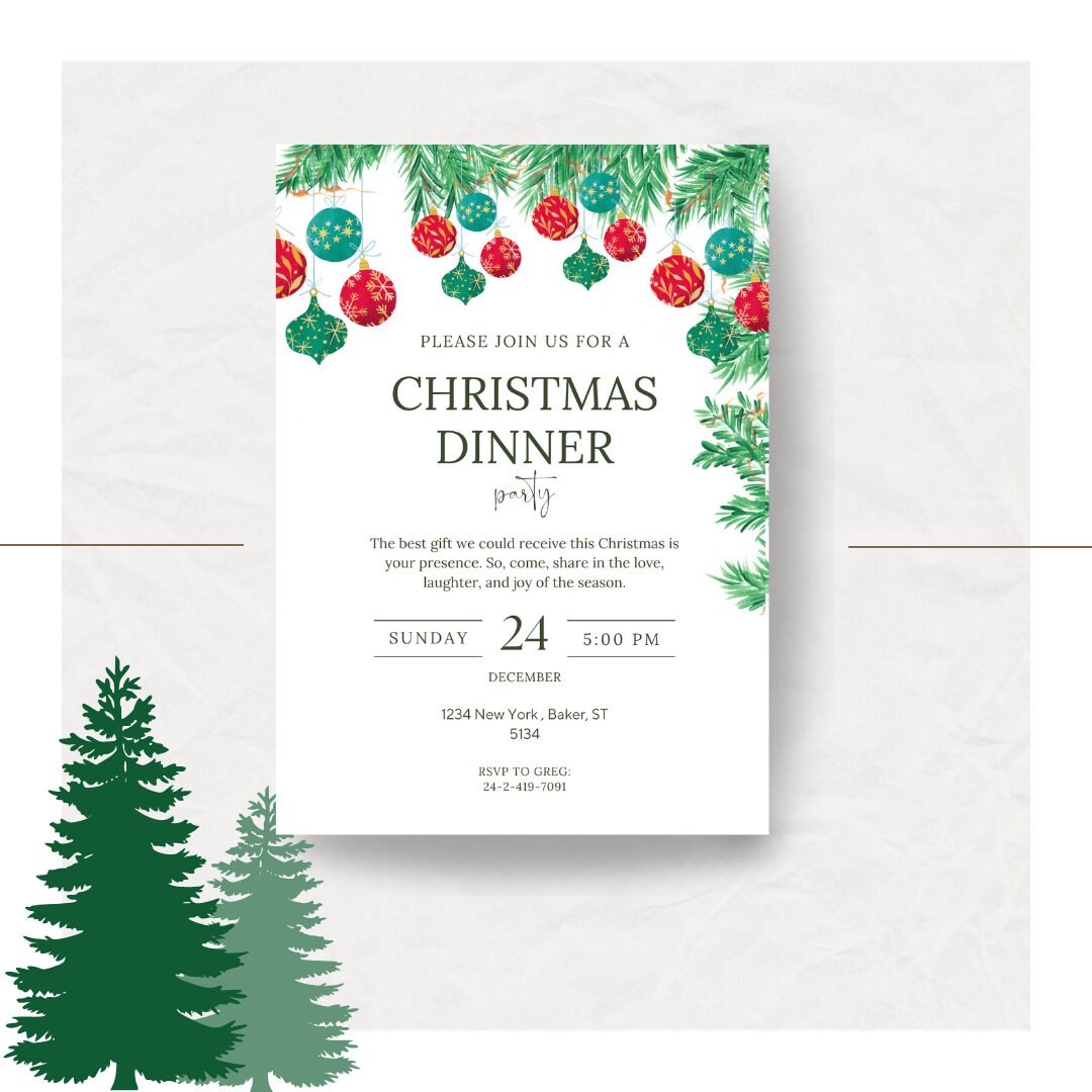 Personalized Christmas Invitation Christmas Party Invitation Christmas ...
