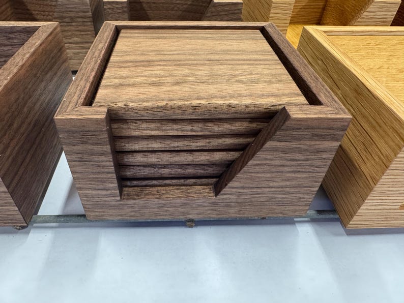 Handmade Black Walnut Coaster Set With Holder - Etsy
