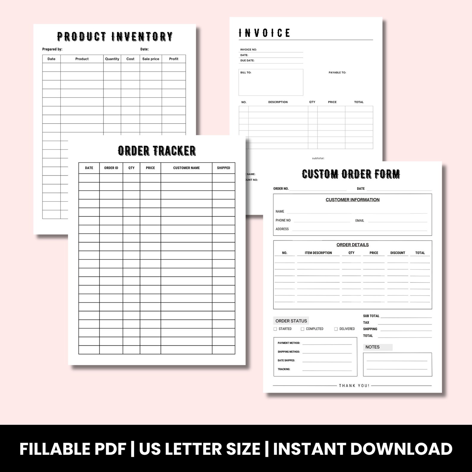 Fillable Order Forms Bundle Including Tshirt, Tumbler, Cake, Decal ...