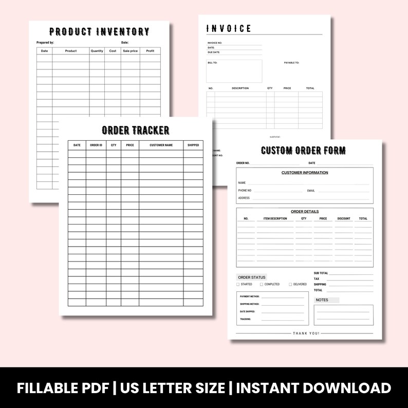 Fillable Order Forms Bundle Including Tshirt, Tumbler, Cake, Decal ...