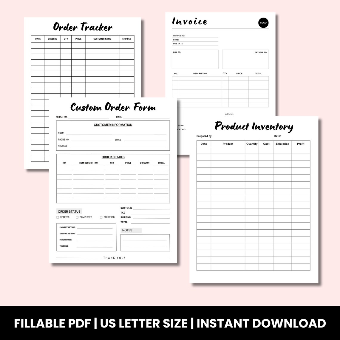 Editable Order Forms Bundle, Tshirt, Tumbler, Cake, Invoice Template ...