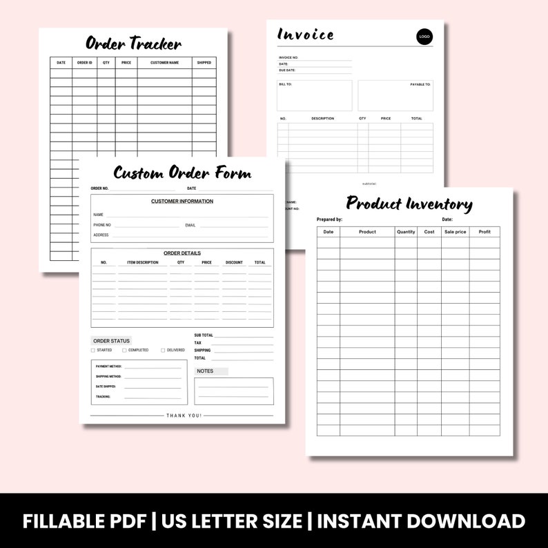 Editable Order Forms Bundle Tshirt Tumbler Cake Invoice - Etsy