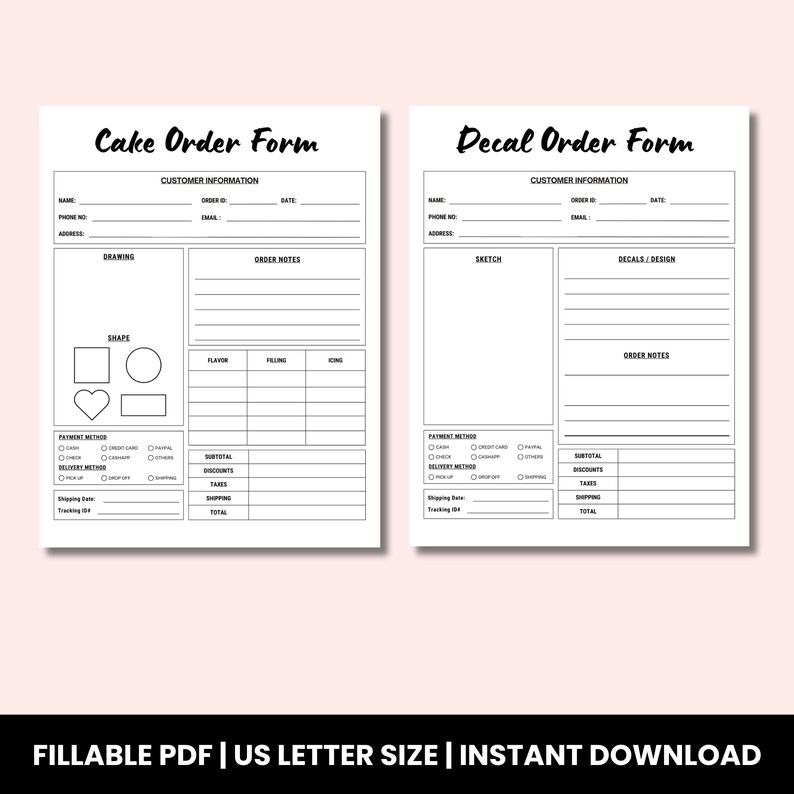 Editable Order Forms Bundle, Tshirt, Tumbler, Cake, Invoice Template ...