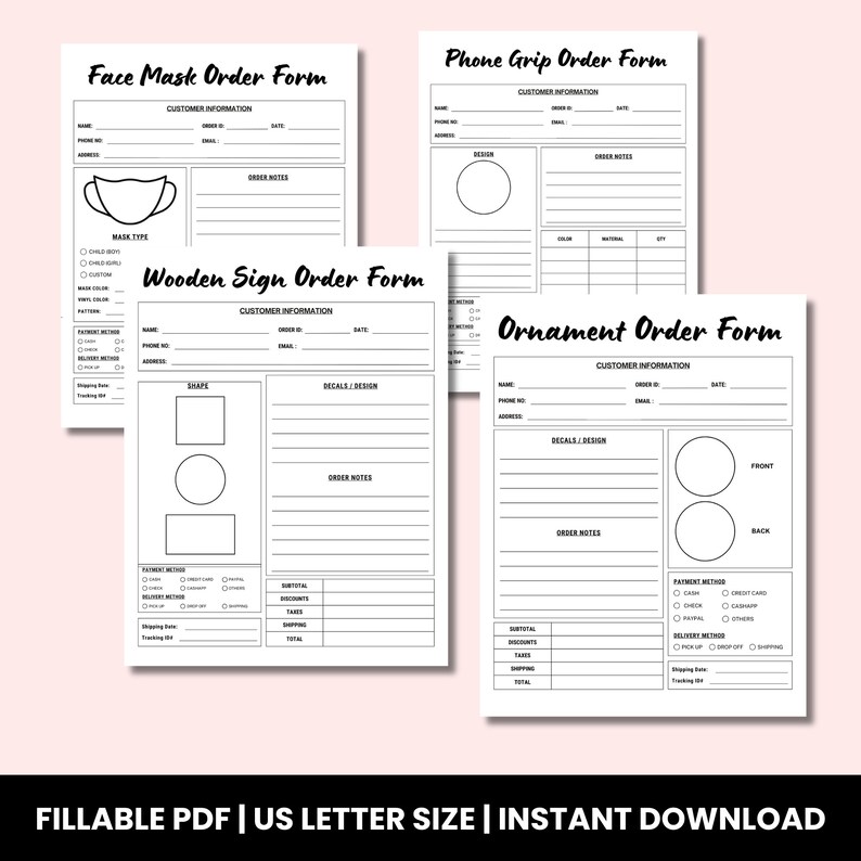 Editable Order Forms Bundle Tshirt Tumbler Cake Invoice - Etsy