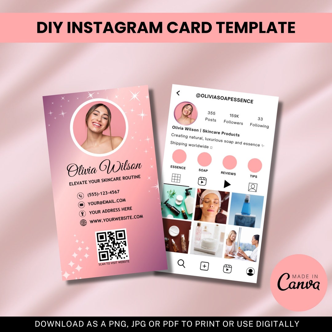 Business Card Template Instagram, IG Business Card, Instagram Business Card, QR Code Business ...