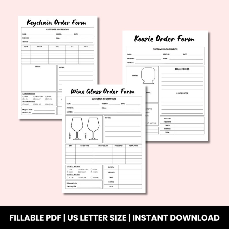Editable Order Forms Bundle Tshirt Tumbler Cake Invoice - Etsy