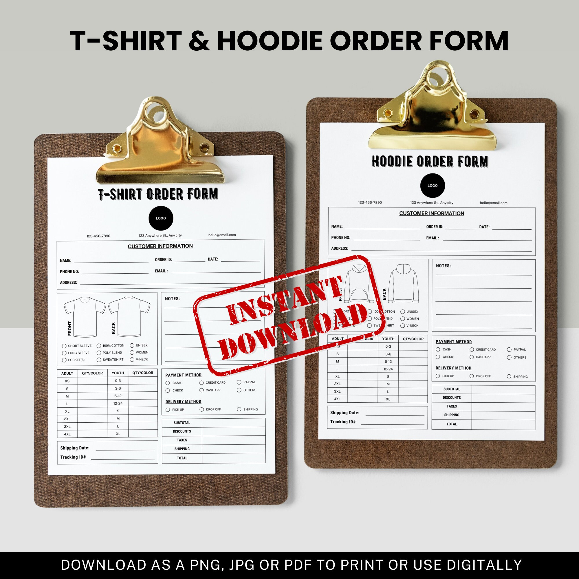 Small Business Order Forms Bundle, Editable With Canva, Tshirt, Hoodie, Invoice, Custom Order ...