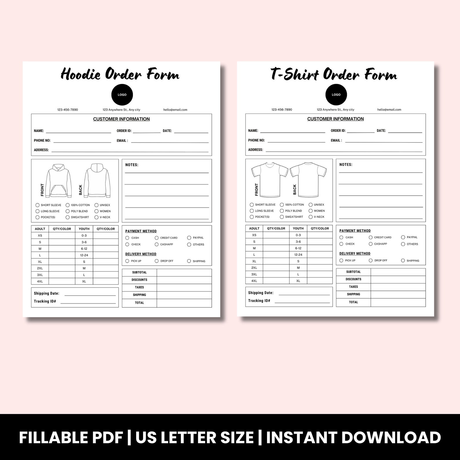 Editable Order Forms Bundle, Tshirt, Tumbler, Cake, Invoice Template ...