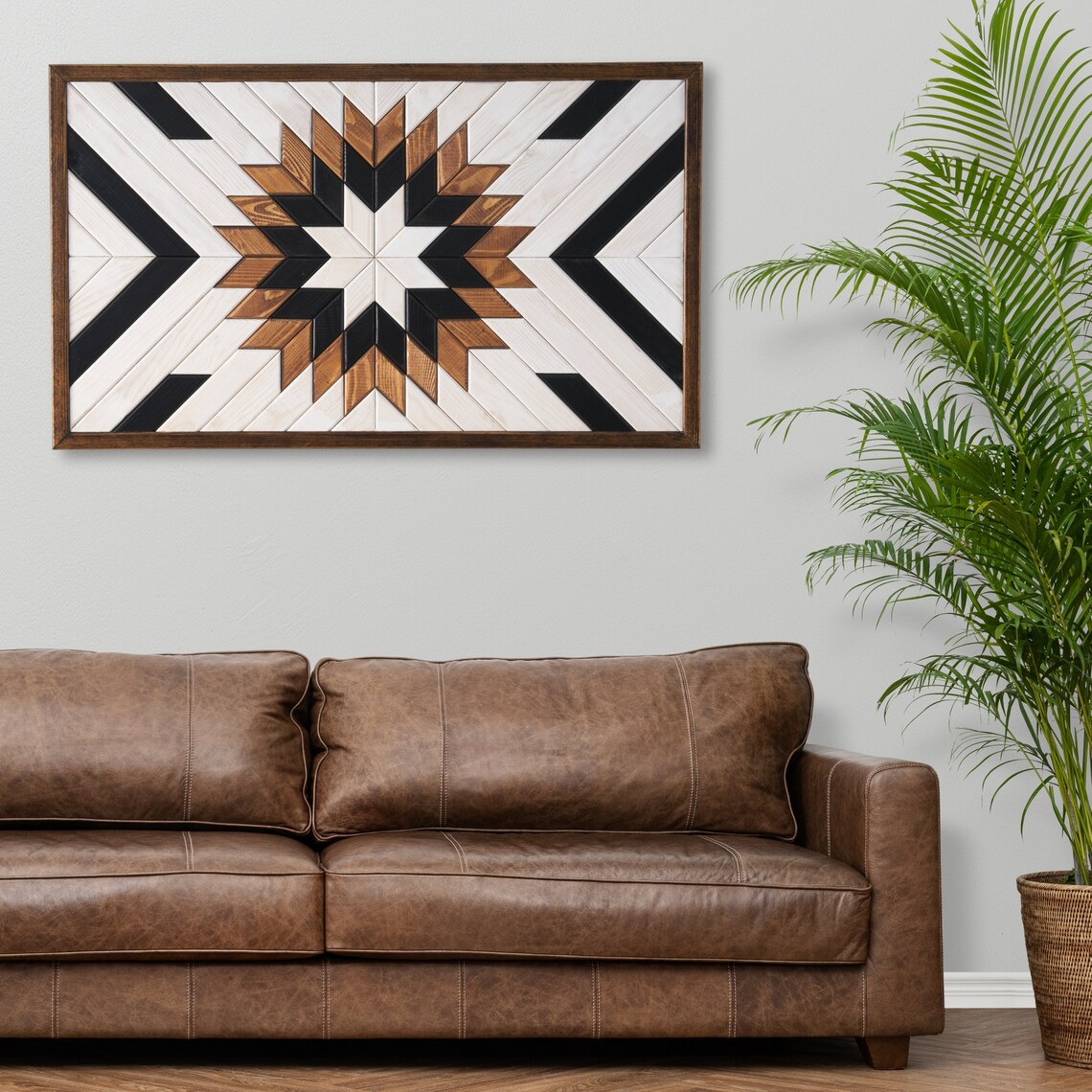 Geometric Handmade Wood Wall Art, Aztec Wood Wall Hanging, Boho Rustic ...