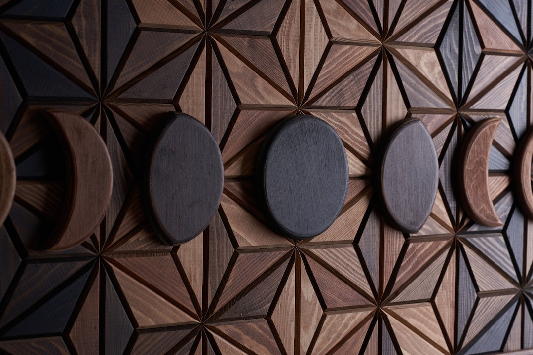 Handmade Geometric Moon Phases Wood Wall Art: Rustic Western Decor - Etsy