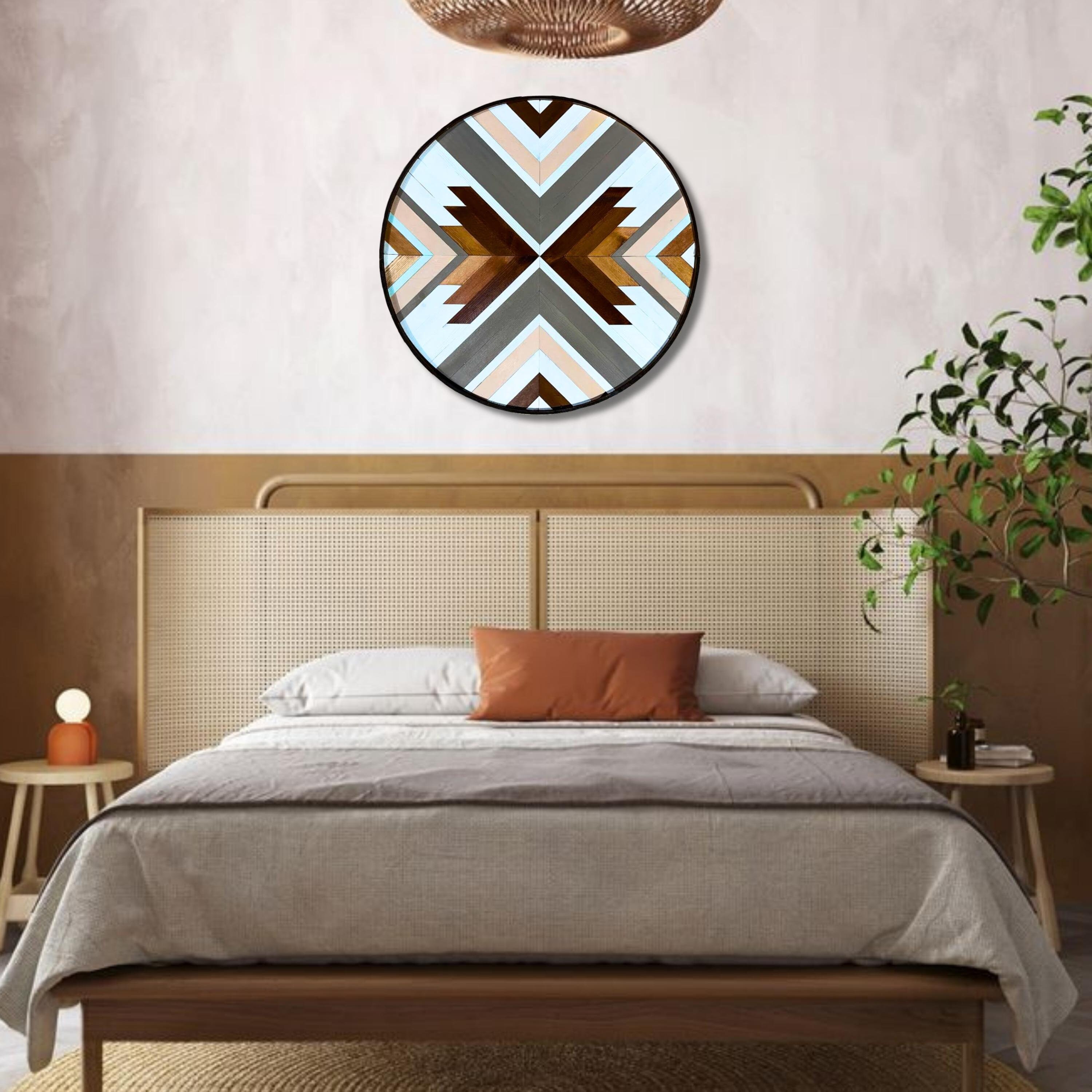 AZTEC Wood Wall Art, Round Shape, Aztec Wood, Boho Wood Art, Wood ...