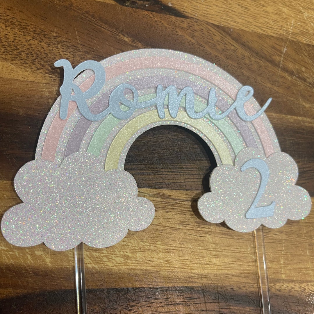 Personalised Pretty Pastel Rainbow Cake Topper - Etsy