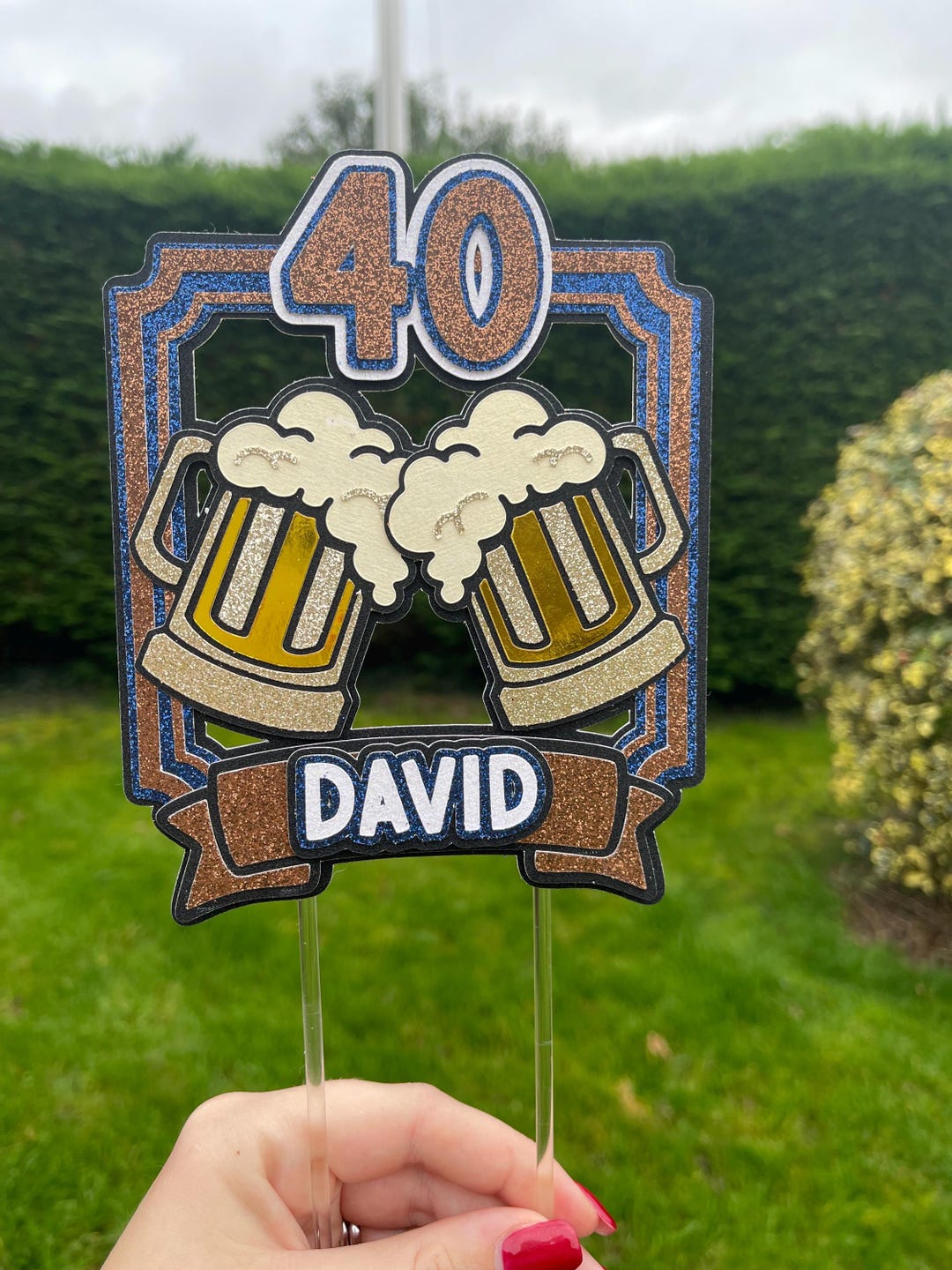 Celebratory Beer Cake Topper | Birthday Drinks | Adult Cake Topper ...