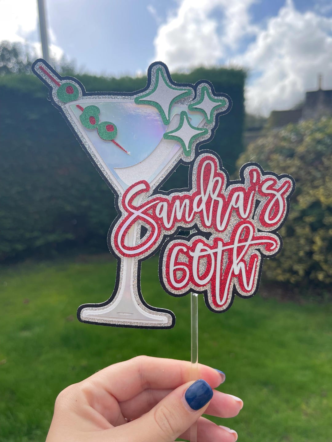 Personalised Martini Glass Cake Topper Adult Birthday Cake Topper ...