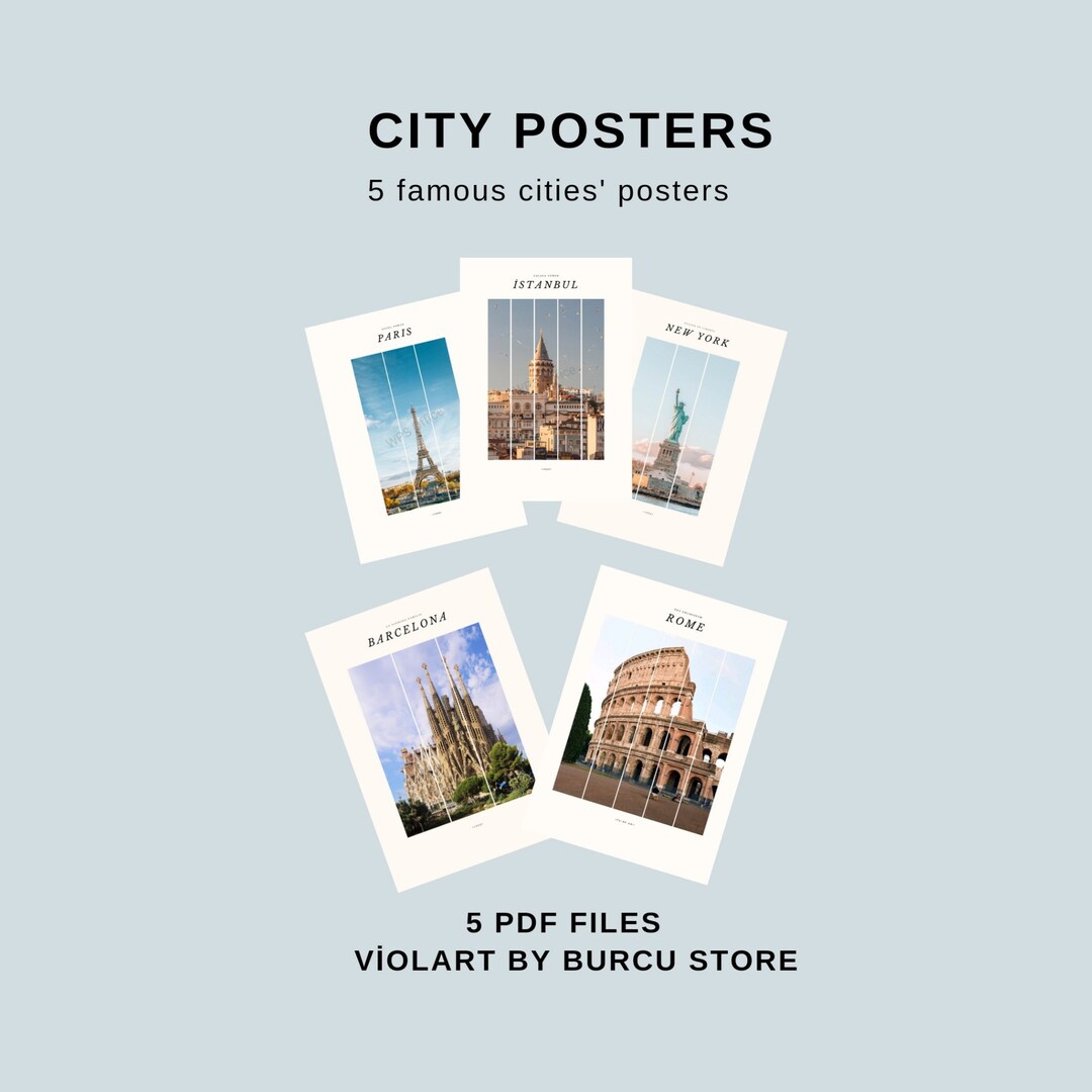 5 Famous Cities' Posters, Digital Pdf Posters - Etsy