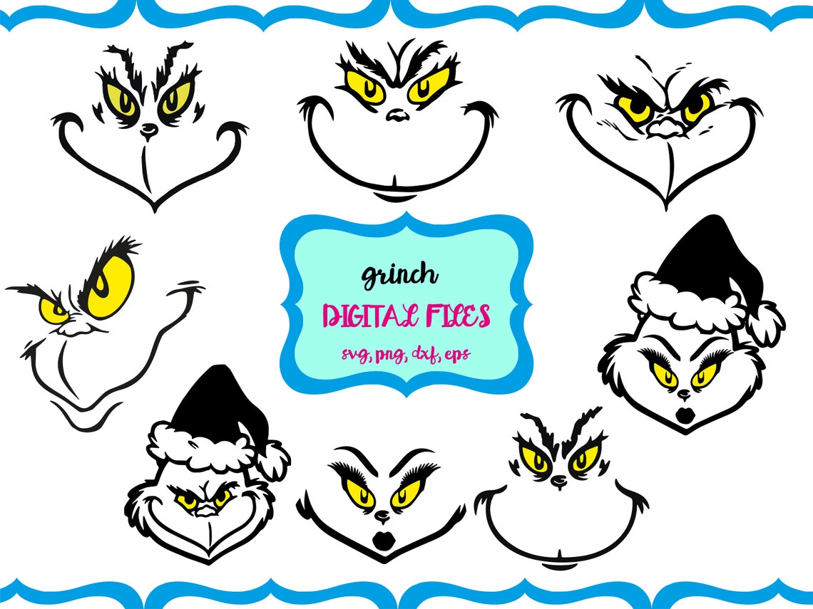Grinch Face Svg Bundle Grinch Cute Face Frinch Silhouette - Etsy